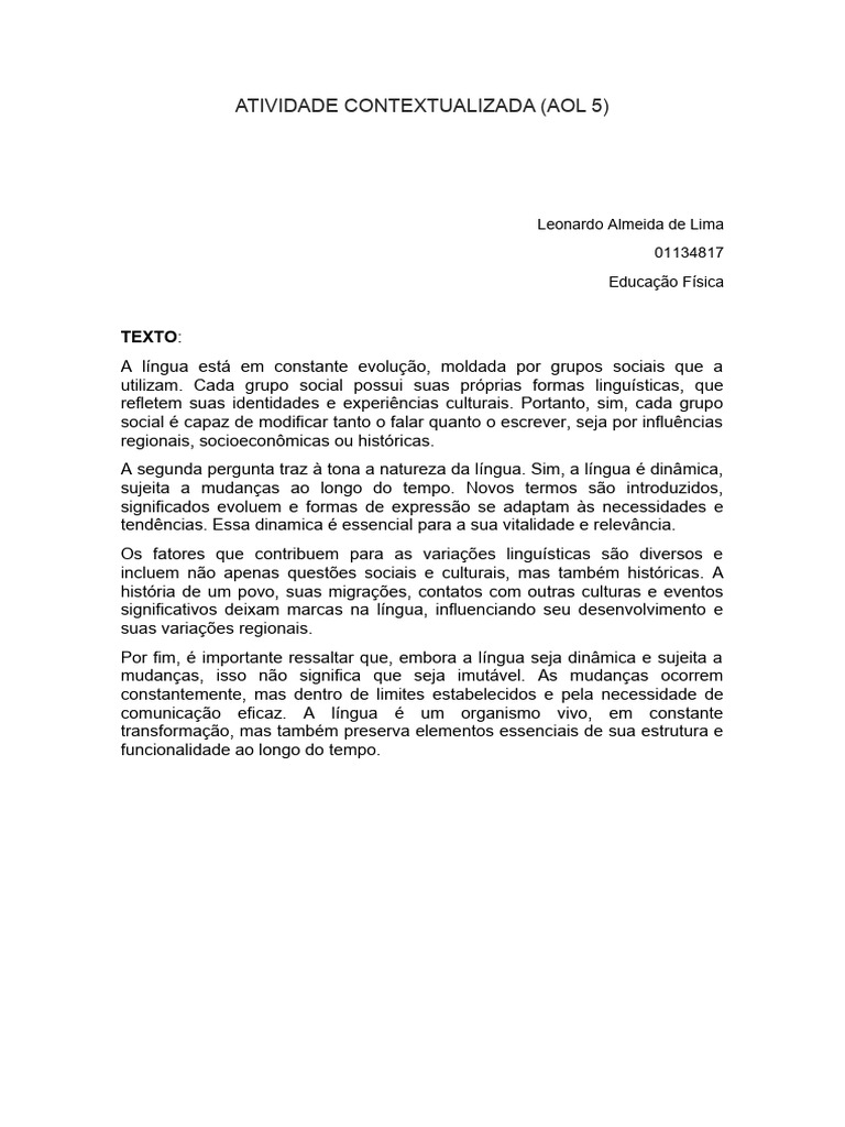 Atividade Contextualizada | PDF