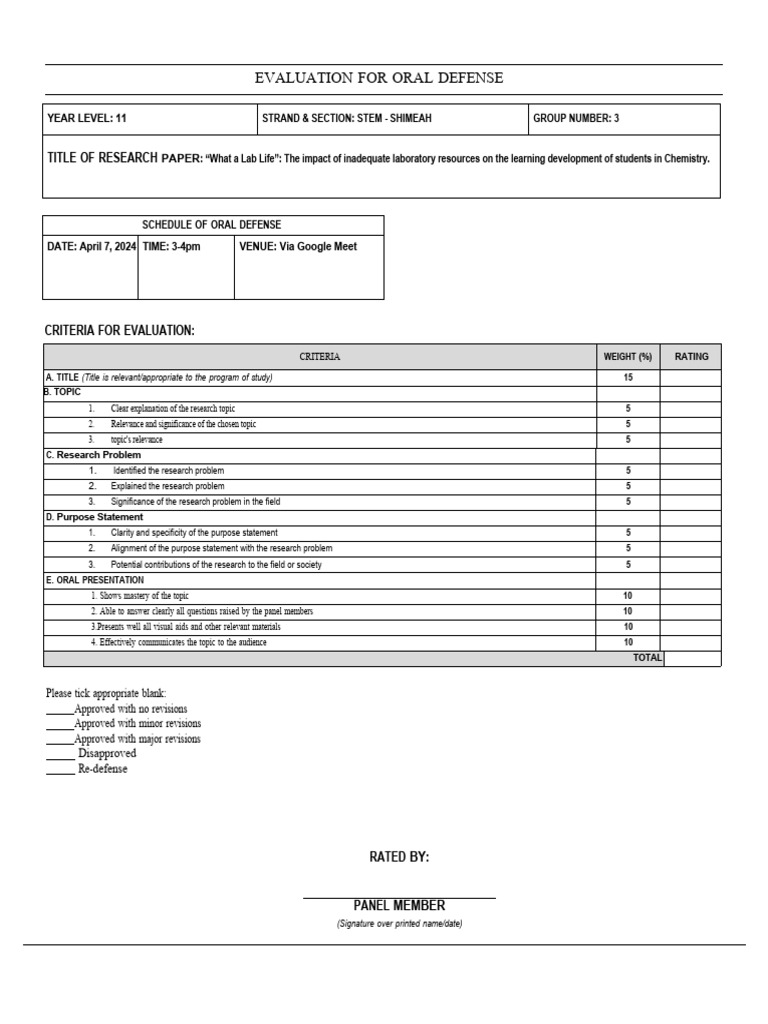 Oral Defense Schedule for STEM Research | PDF | Science | Cognition
