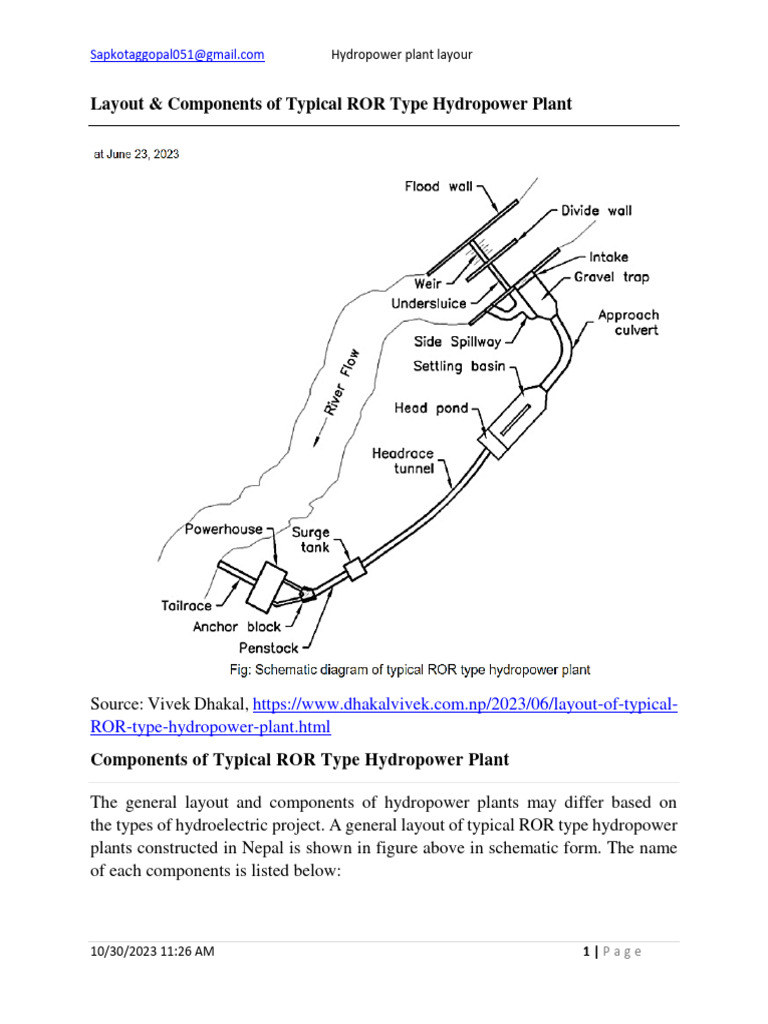 ror plant layout | PDF | Hydroelectricity | Spillway