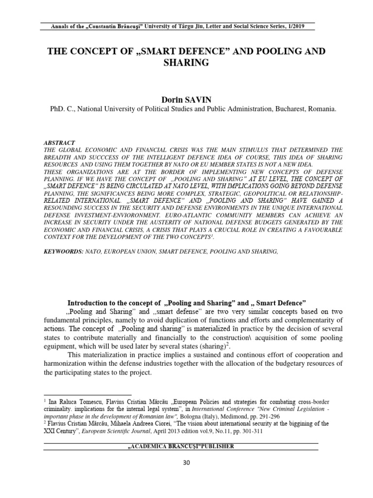 Dorin Savin - The Concept of Smart Defence and Pooling and Sharing ...