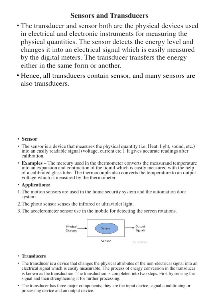 3.1 Sensors and Transducers | Download Free PDF | Sensor | Electrical Resistance And Conductance