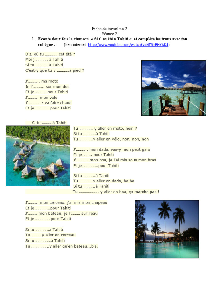 Activités de vacances en français | PDF | Linguistique