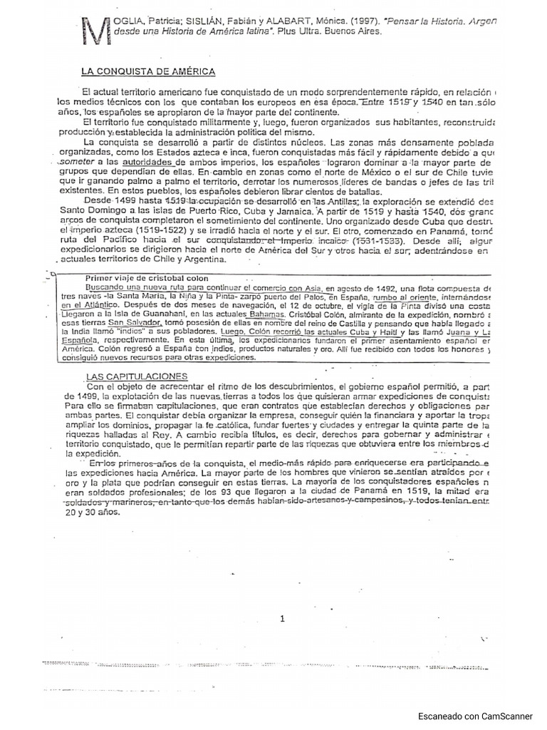 3 Moglia y Otros - 1997 - Pensar La Historia - Conquista de America | PDF