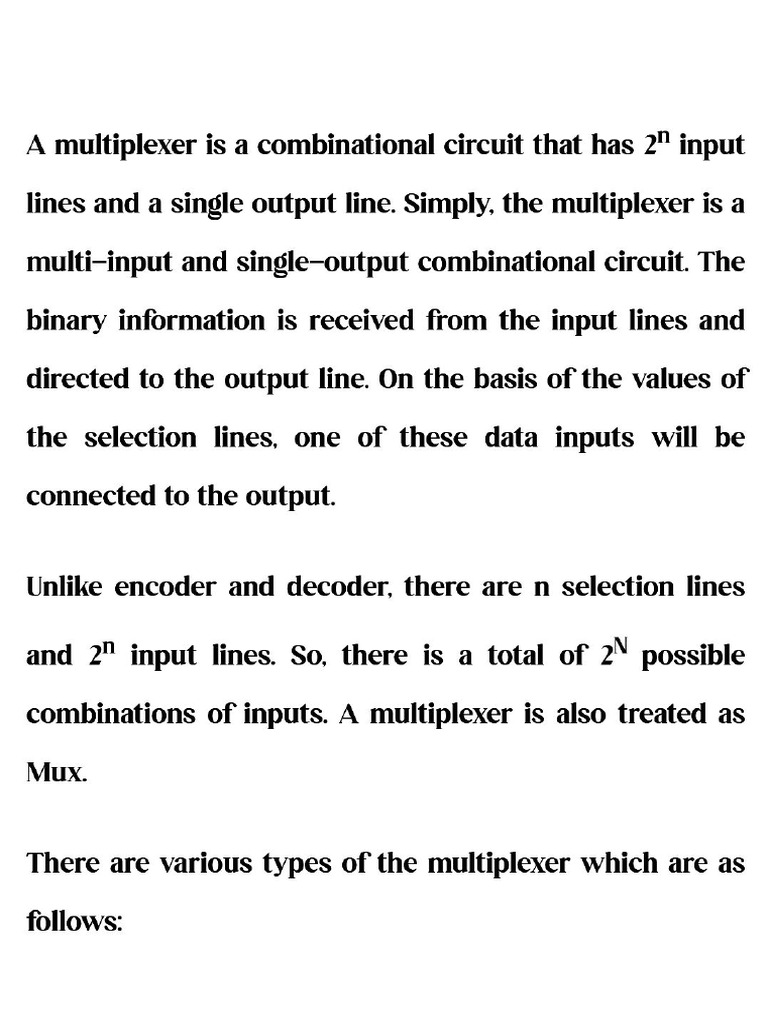 Multi Plexer Class 12 | PDF