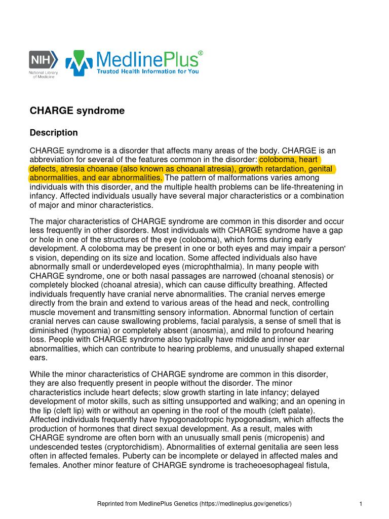 Charge Syndrome | PDF | Gene | Chromatin