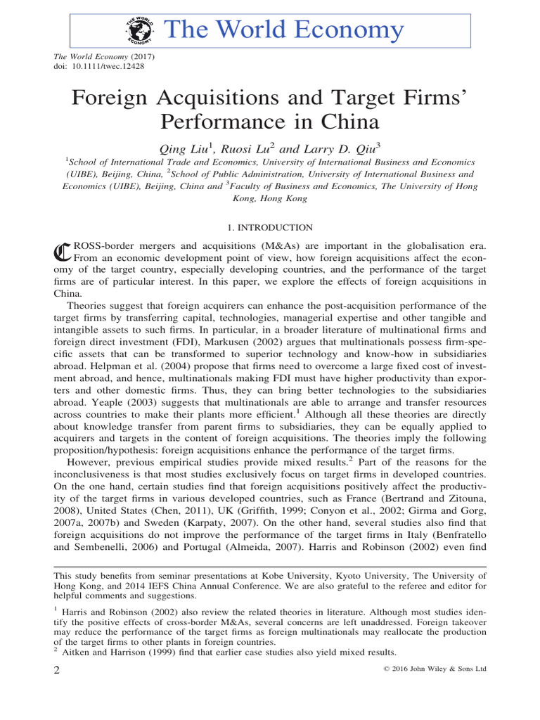 Foregin Acquisition and Target Company | PDF | Mergers And Acquisitions ...
