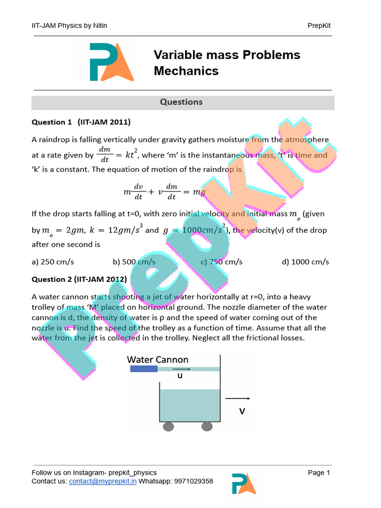 M Variable Mass (1) Watermark | PDF | Mass | Force