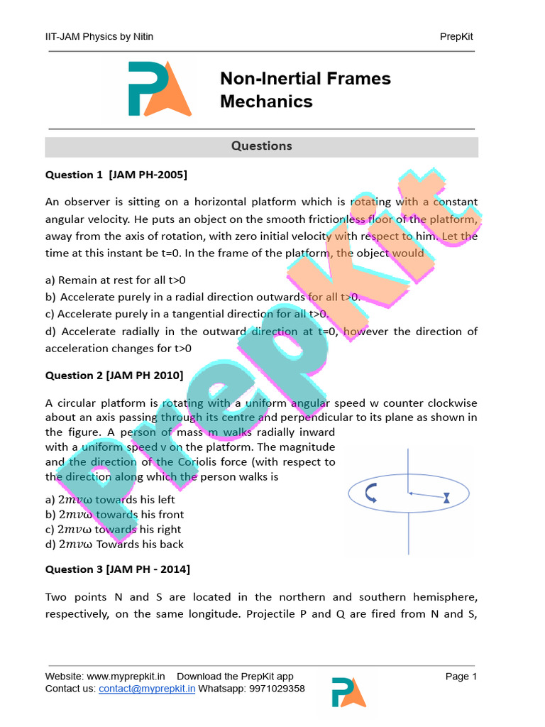 M Non Inertial Frames Watermark | PDF | Rotation | Velocity