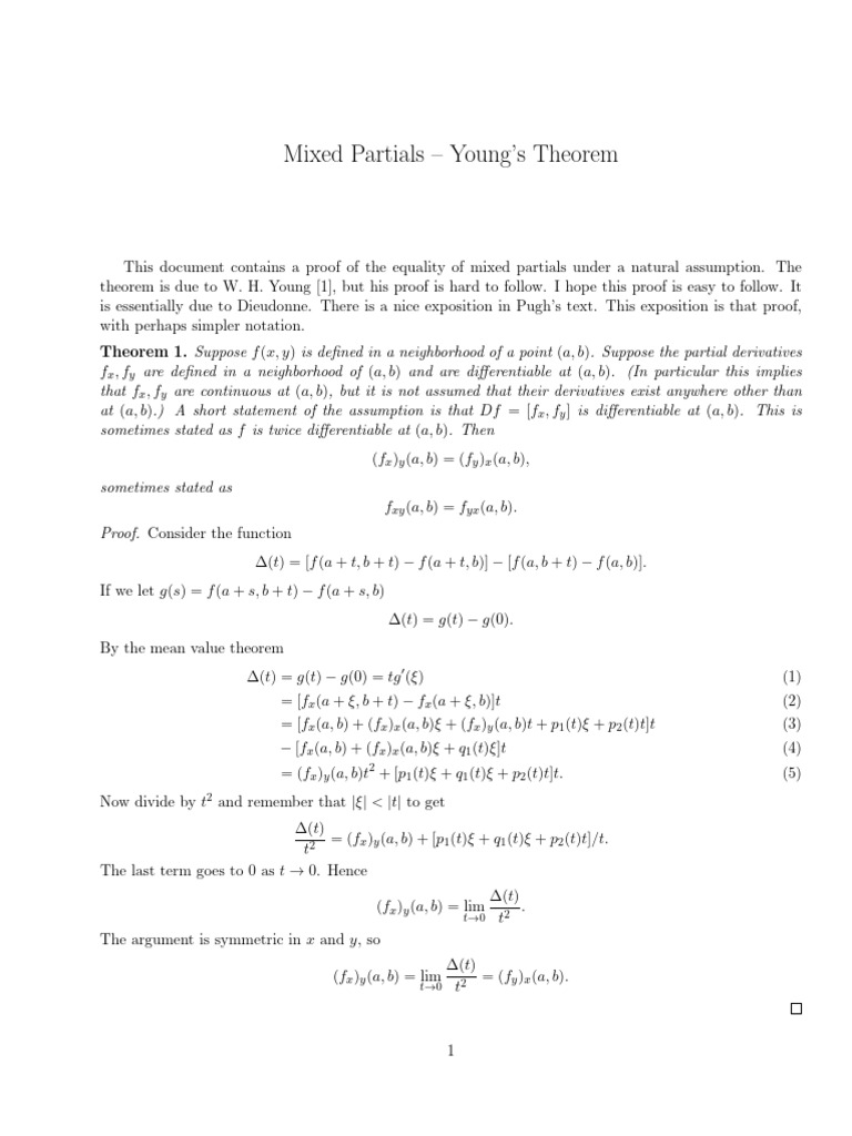 Mixed Partials Young | PDF | Mathematical Relations | Analysis