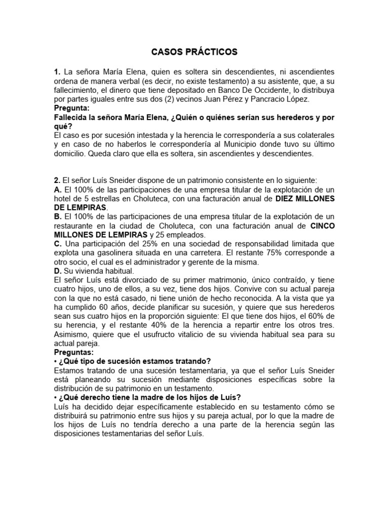 Casos Prácticos Civil III | PDF | Herencia | Justicia