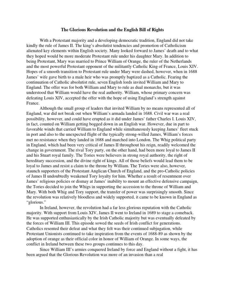 sswh14b The Glorious Revolution and The English Bill of Rights | PDF ...
