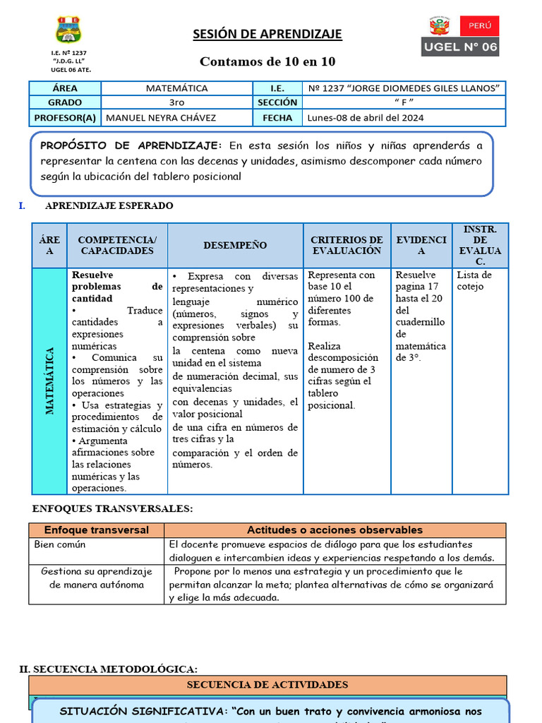 Contando hasta 100 en Matemáticas 3° | PDF | Evaluación | Aprendizaje