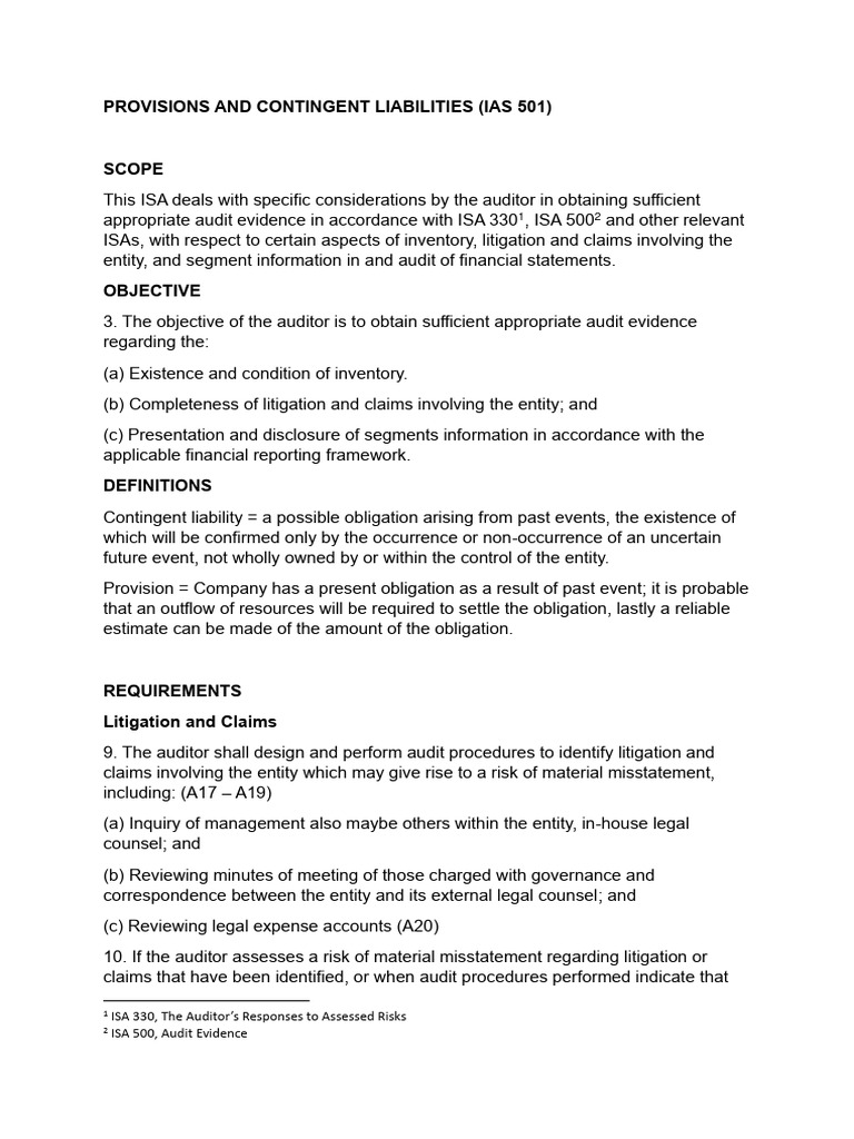 Isa 501 | PDF | Audit | Financial Statement