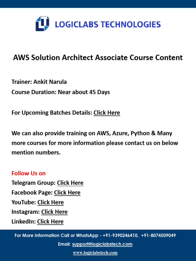 AWS Solution Architect Course Overview | PDF | Amazon Web Services ...
