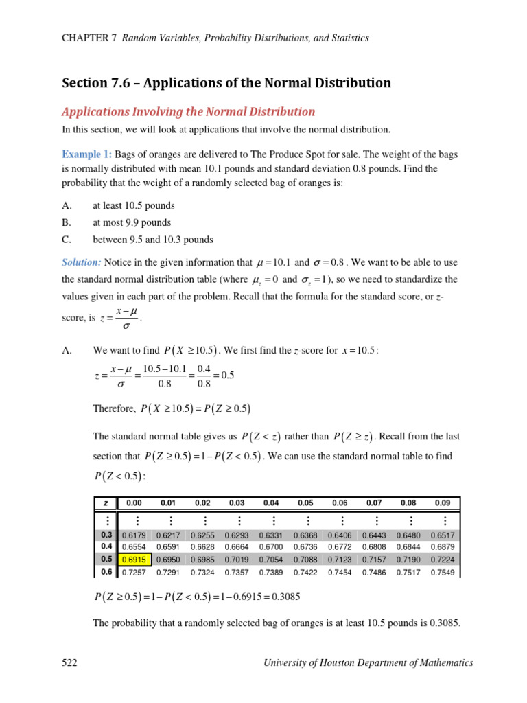 Normal Distribution Applications in Statistics | PDF | Normal ...