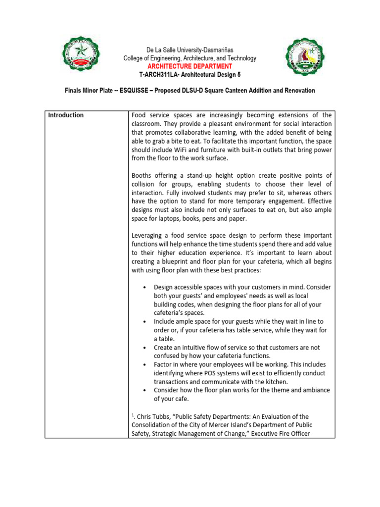 A Proposed DLSU D Square Canteen Addition and Renovation | PDF | Cafeteria