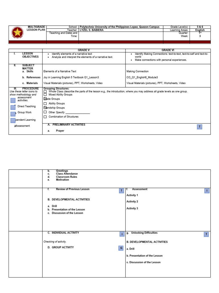 MULTIGRADE Lesson Plan Format | Download Free PDF | Lesson Plan | Pedagogy