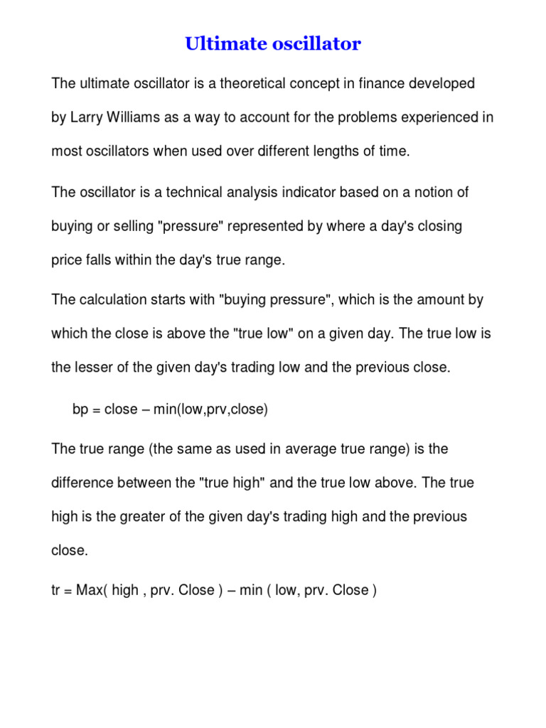 Ultimate Oscillator | PDF