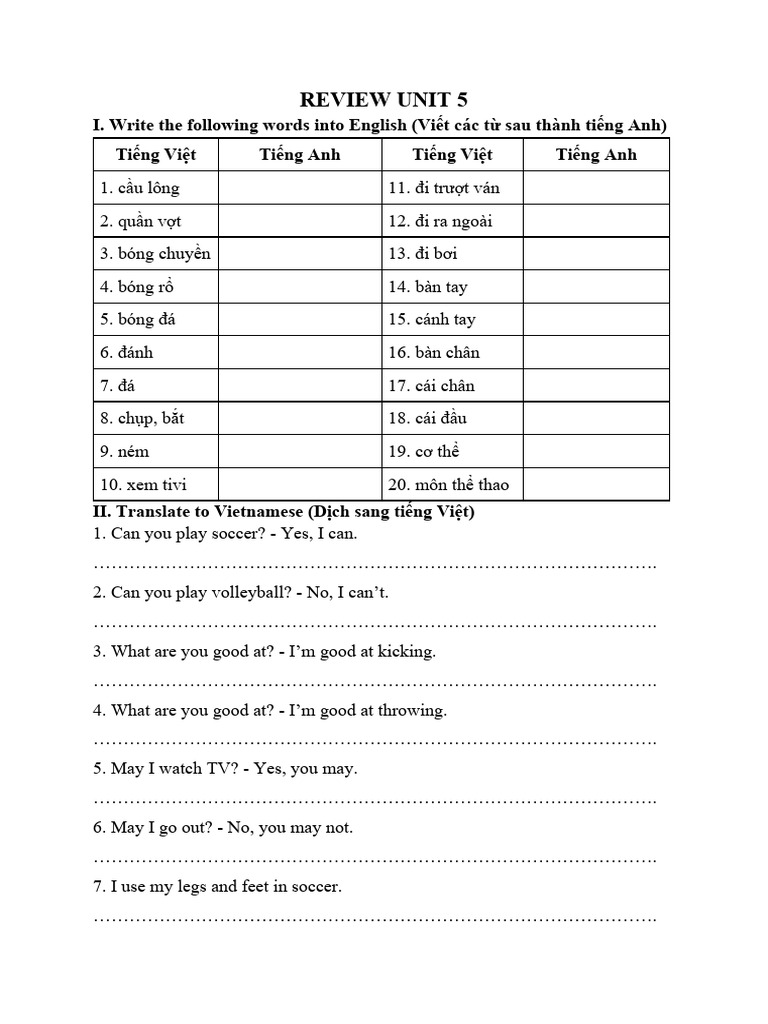 G3 - Review Unit 5 | PDF