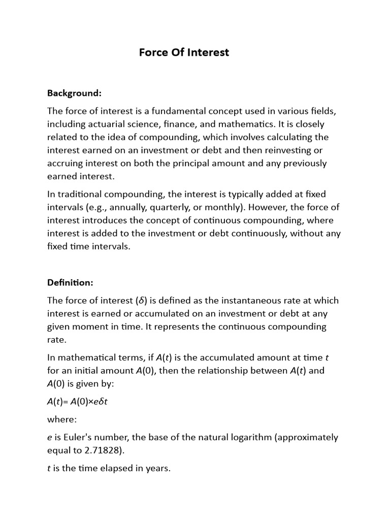 Force of Interest | PDF