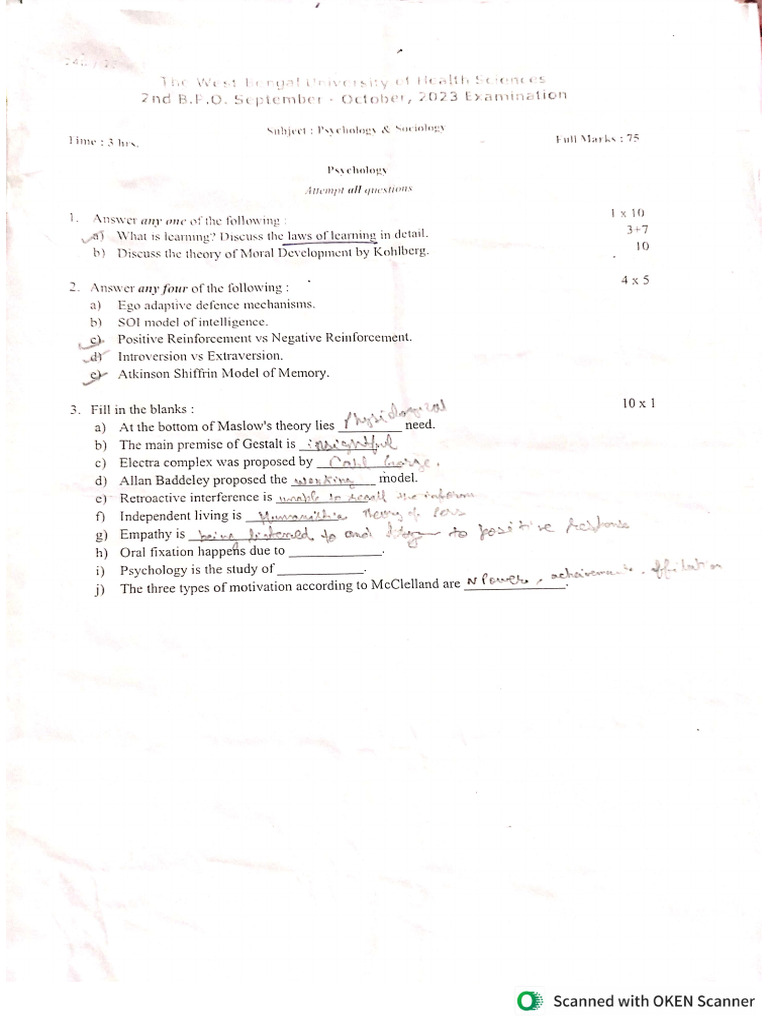 21 Batch 2 ND Year All Subjects Final Exam Questions Paper | PDF