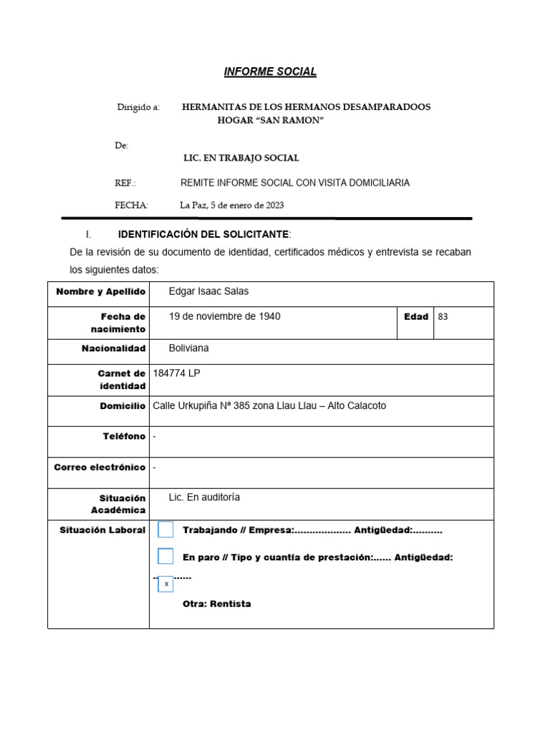 Informe Social | Descargar gratis PDF | Trabajo Social | Vejez