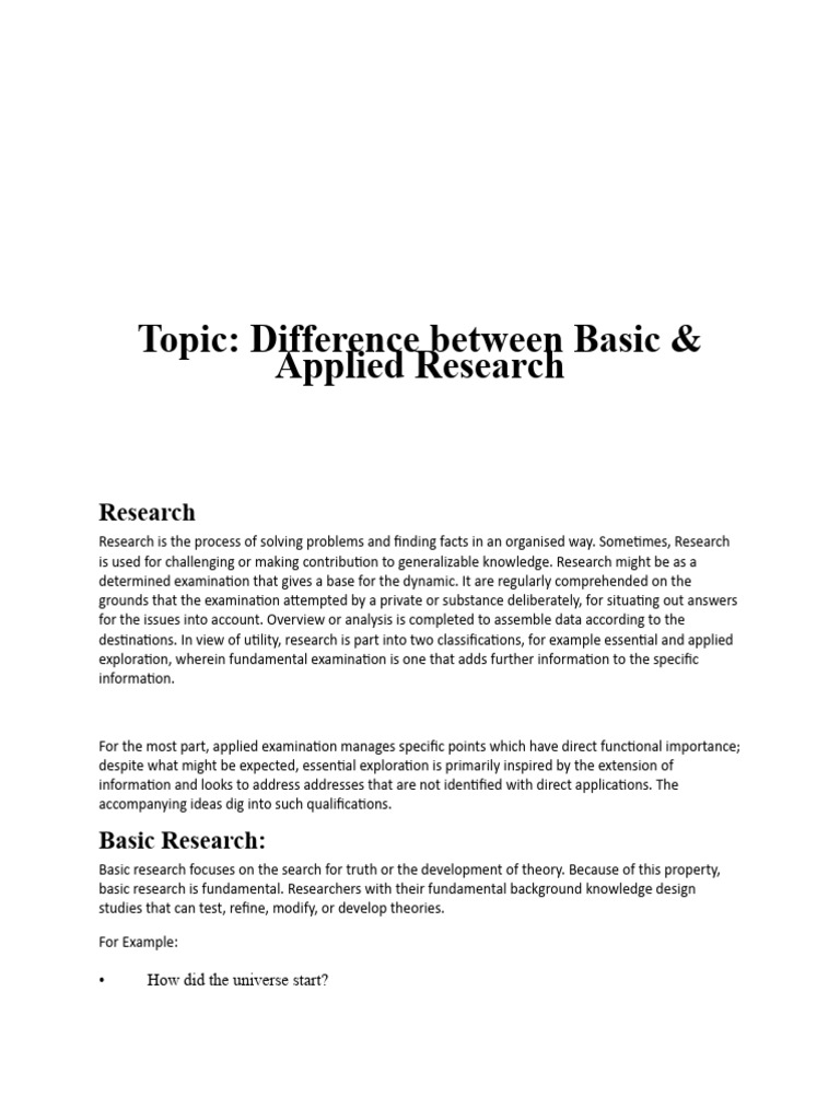 Basic vs Applied Research Explained | PDF | Science | Theory