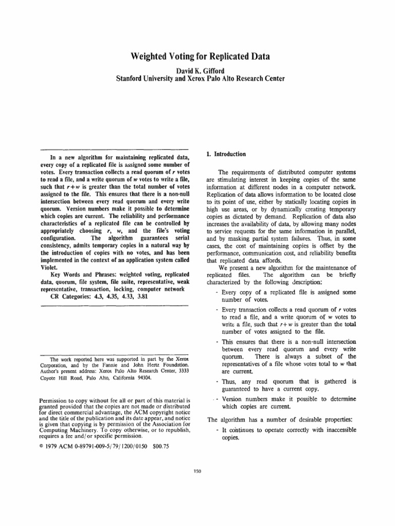 Weighted Voting For Replicated Data | PDF | Replication (Computing) | Computer File