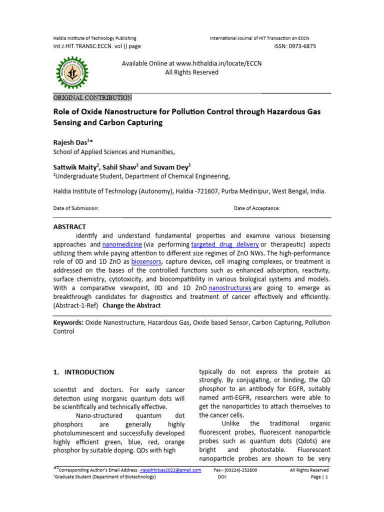 CHE-Sattwik-Sahil - Suvam - Research Review Article-2 | PDF | Physical Sciences | Materials