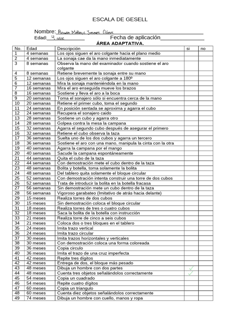 Escala de Gesell 3 | PDF