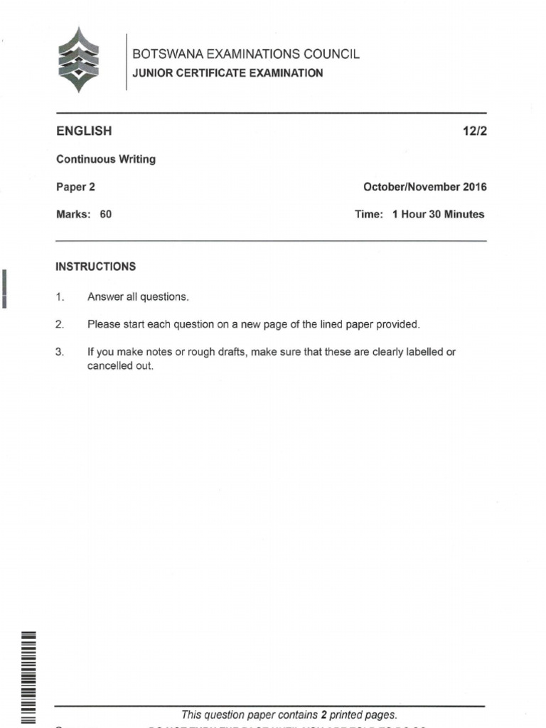 English PP2 - 2016 | PDF