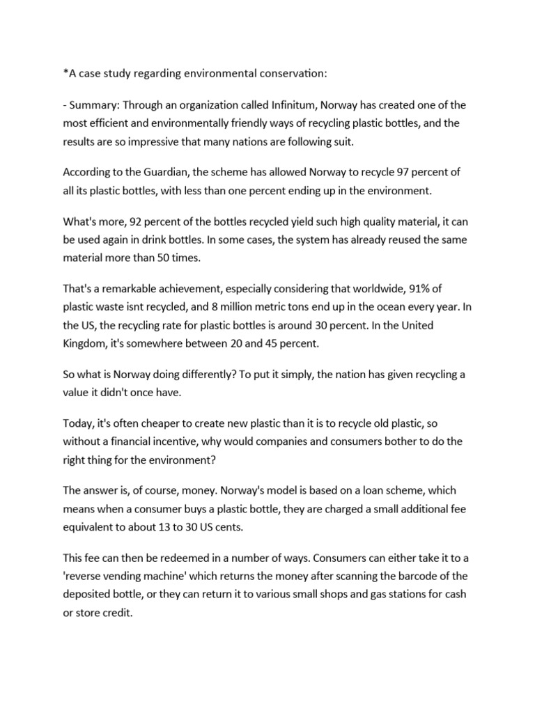 A Case Study Regarding Environmental Conservation | PDF | Recycling ...