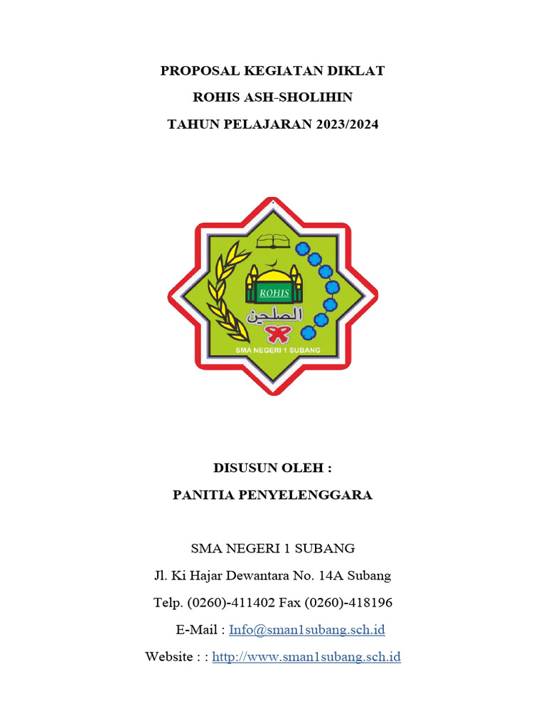 Proposal Kegiatan Diklat Rohis 2023-1-1 | PDF