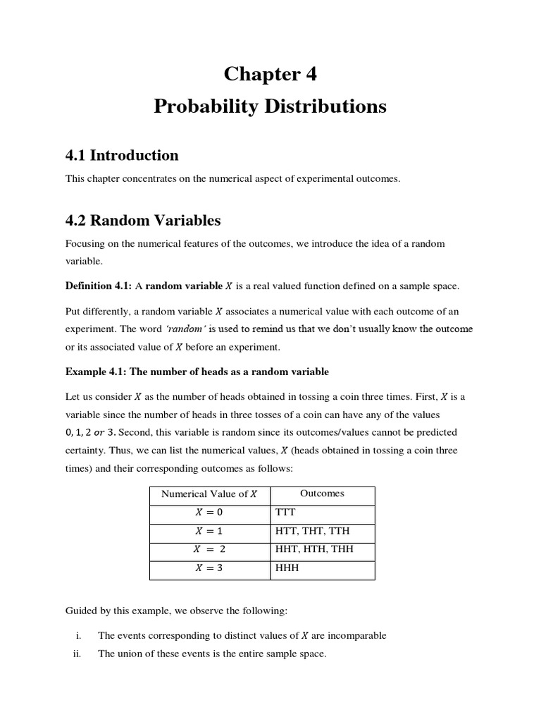 Chapter 4 | Download Free PDF | Probability Distribution | Random Variable