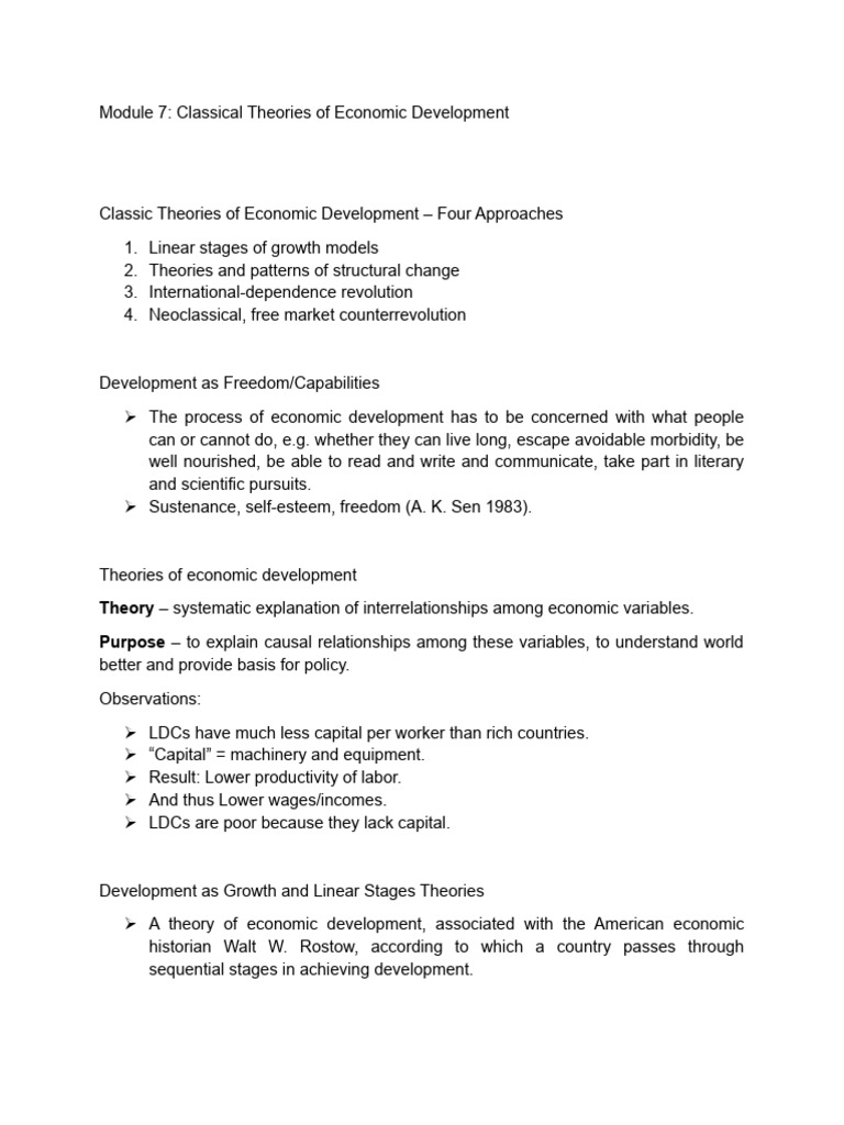 Module 7 Classical Theories of Economic Development - Summary | PDF ...