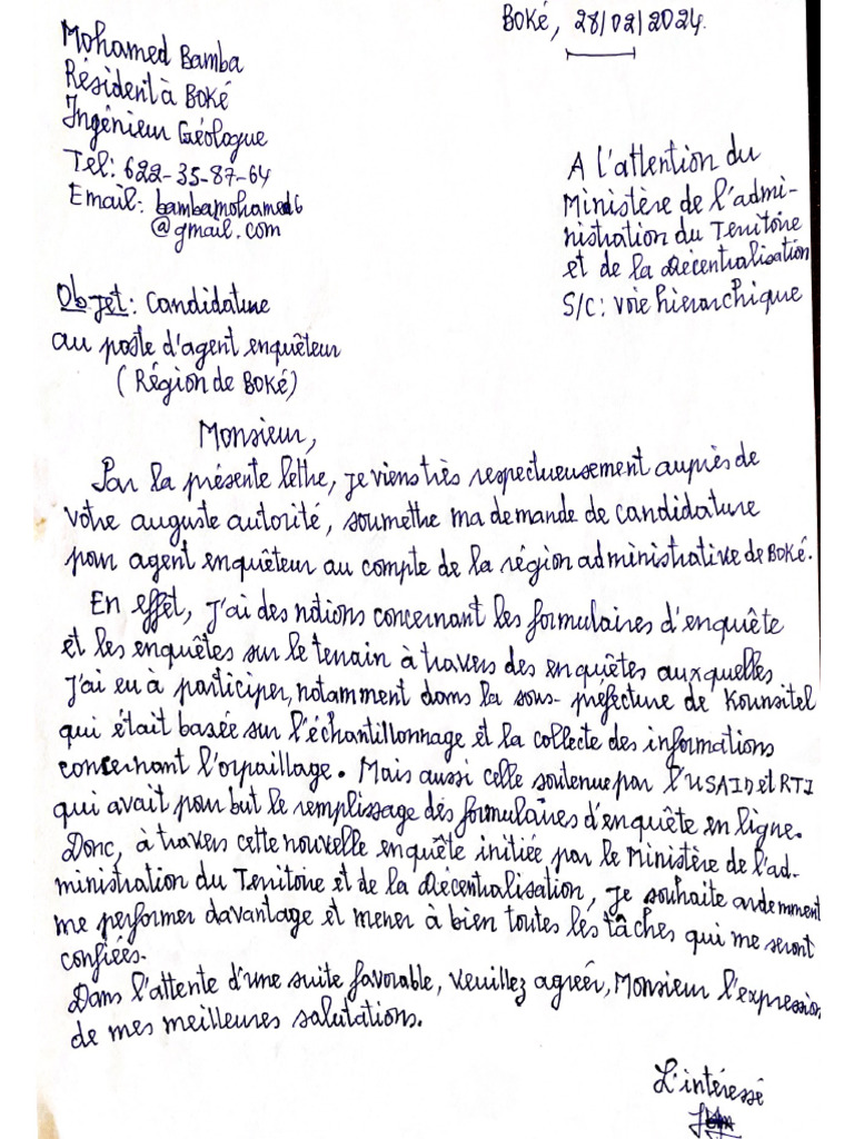 lettre de motivation_enquête | PDF