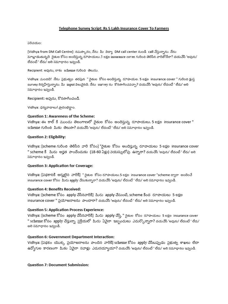 Rs 5 Lakh Insurance Cover To Farmers script | PDF