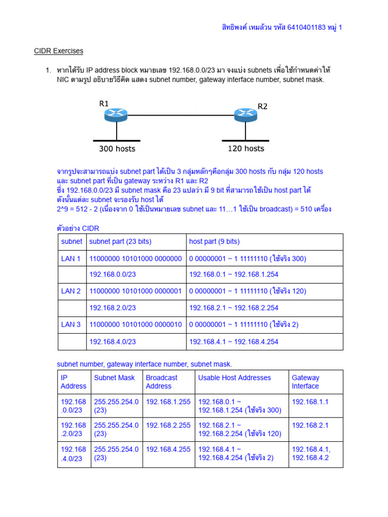Sittipong HEMLOUN - CIDR Exercises | PDF