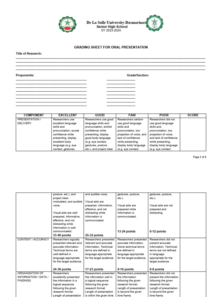 Research-Defense-Grading-Sheet-Oral-Presentation-revised-3-COPIES | PDF | Information | Body ...