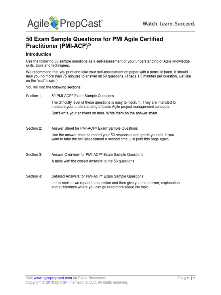 Agile PrepCast Sample Questions | PDF | Agile Software Development ...