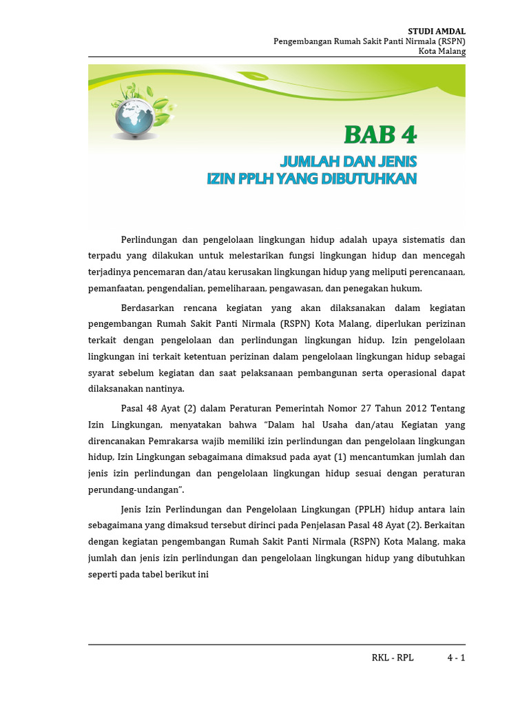 Bab 4 Jumlah Dan Jenis Izin PPLH Yang Dibutuhkan | PDF
