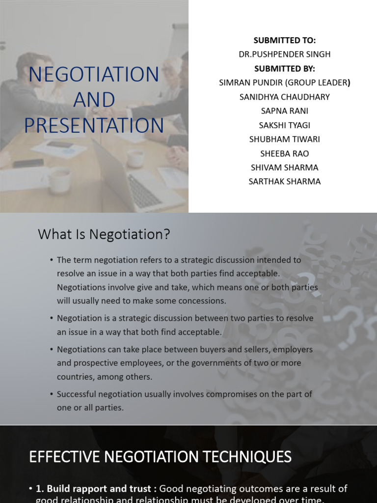 Effective Negotiation & Presentation | PDF | Negotiation | Memorandum