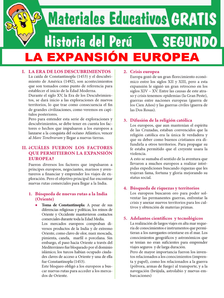La Expansión Europea para Segundo Grado de Secundaria | PDF | Brújula | Europa