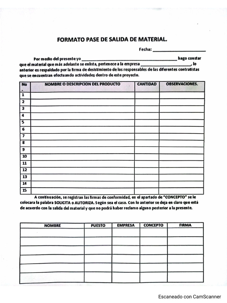 Formato Salida de Herramienta | PDF