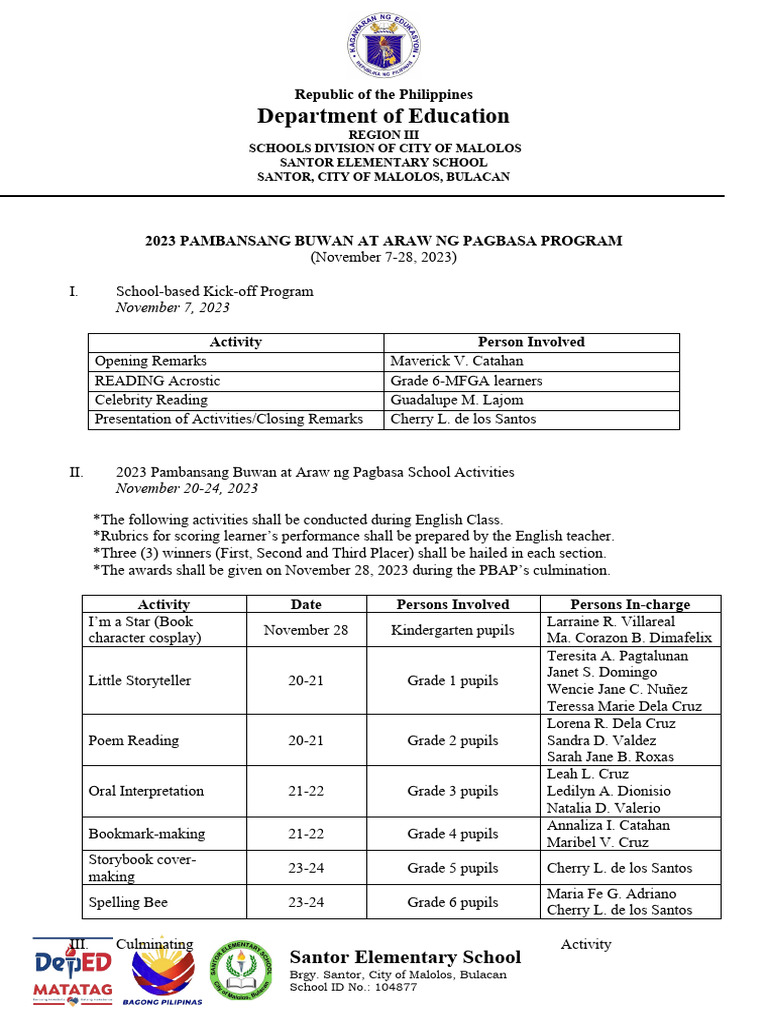 Attachment To Reading Month Memo | PDF