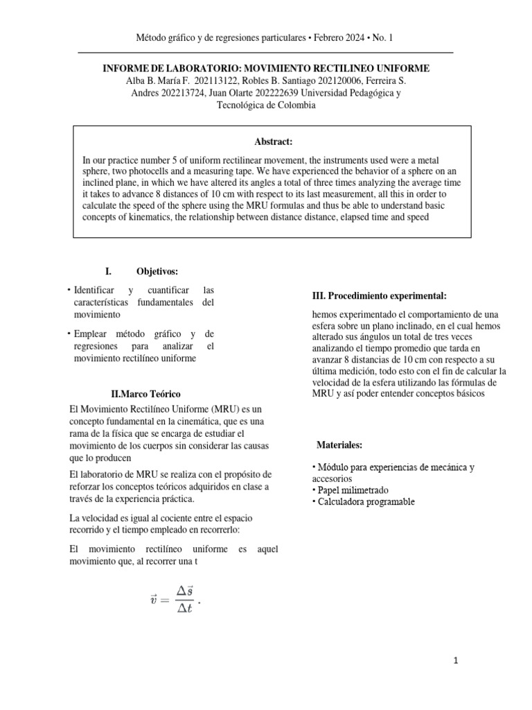 MRU (1) | PDF | Aceleración | Masa