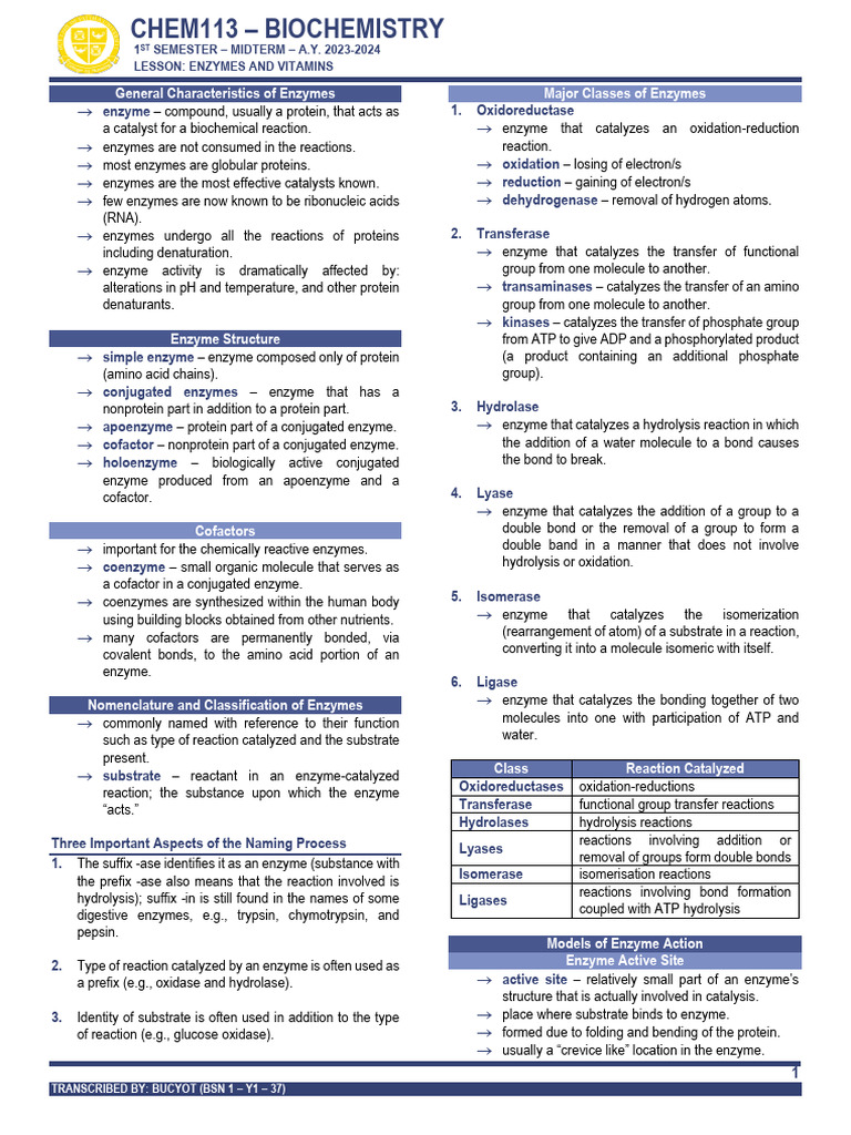 Biochemistry: Enzymes & Vitamins | PDF | Enzyme | Enzyme Inhibitor