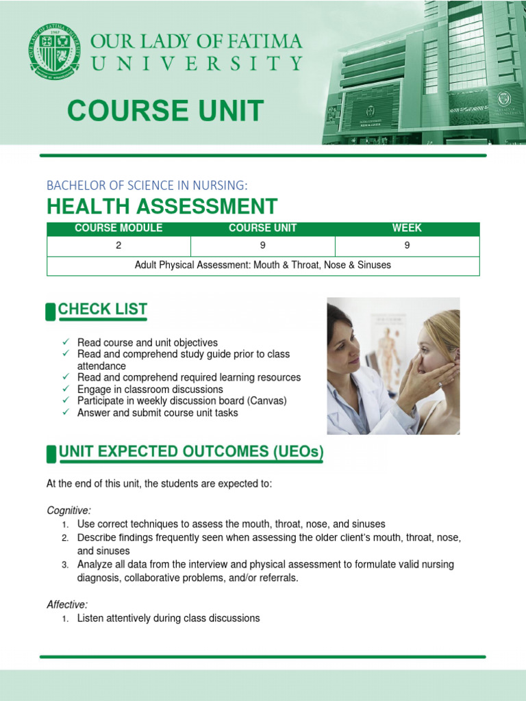 Cm2 Cu9 Assessment of Mouth Throat Nose Sinuses 2 | PDF | Human Nose | Human Tooth
