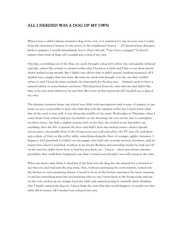 All I Needed Was A Dog of My Own | Download Free PDF | Dogs
