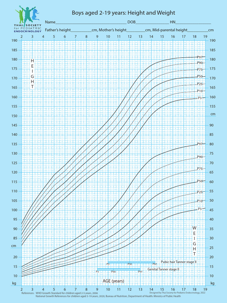 Weight and Height - Boys - 2 19 Years | PDF | Puberty | Human Development